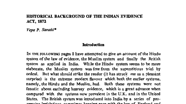 HIST 101: Historical Overview of the Indian Evidence Act, 1872 - Studocu