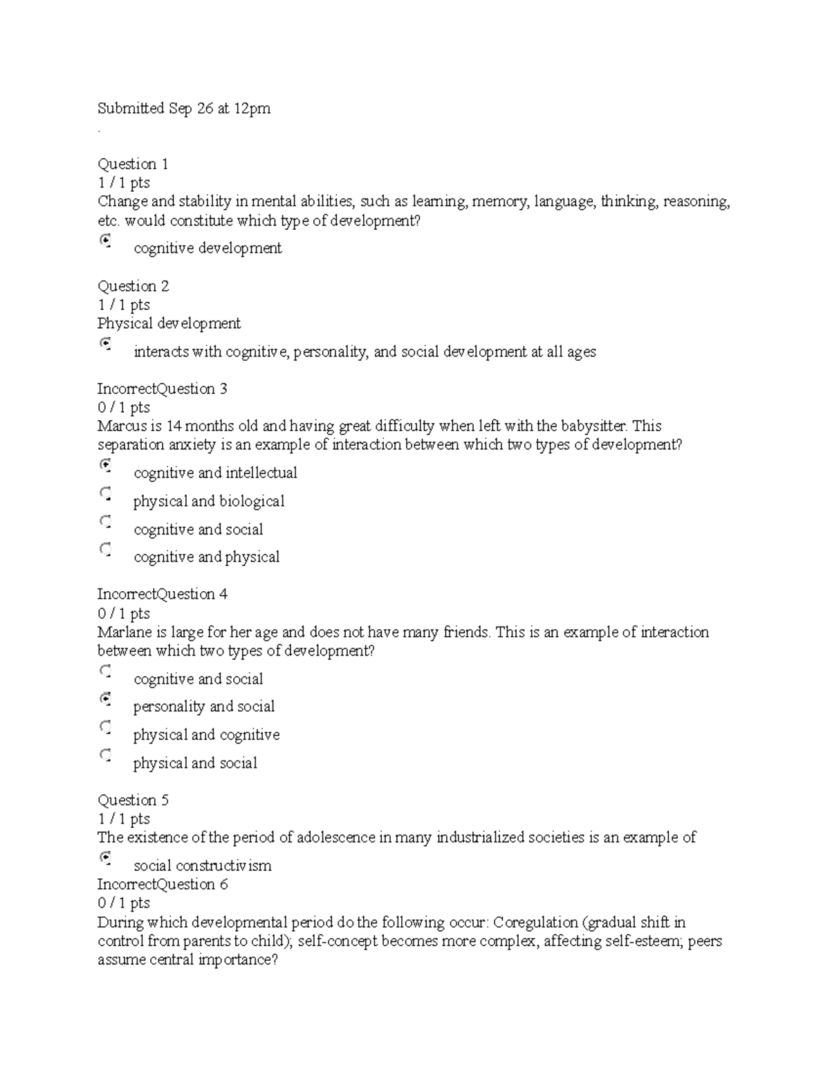 Quiz 1 - Key Concepts in Developmental Psychology - Studocu