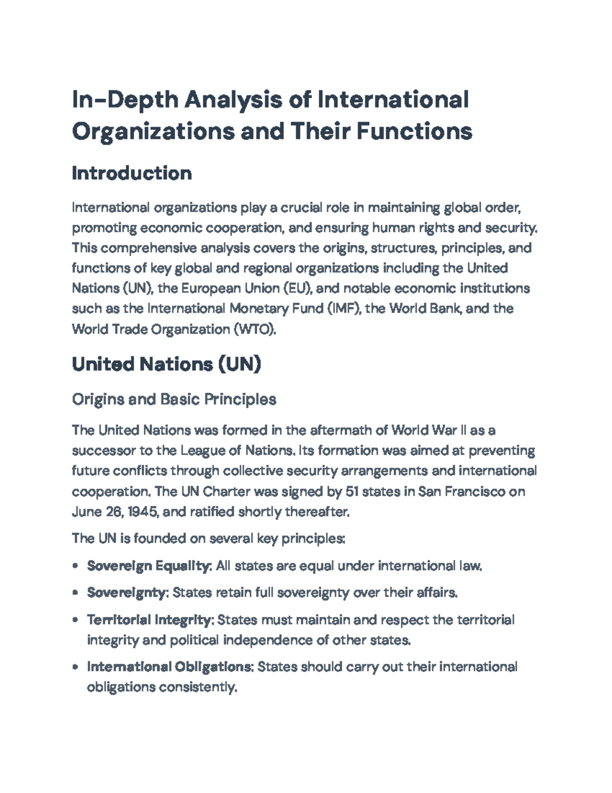 International Organizations & Their Functions: An In-Depth Study - Studocu