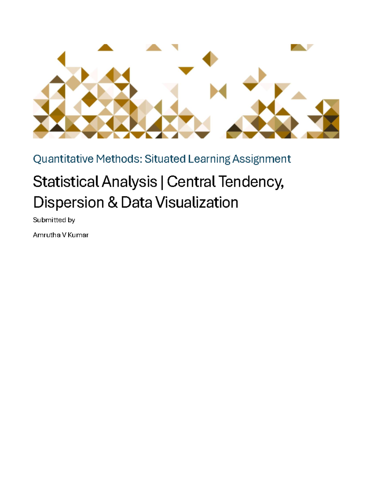 Assignment 001 QM - Scales of measurements - Quantitative Methods: Situated Learning Assignment ...