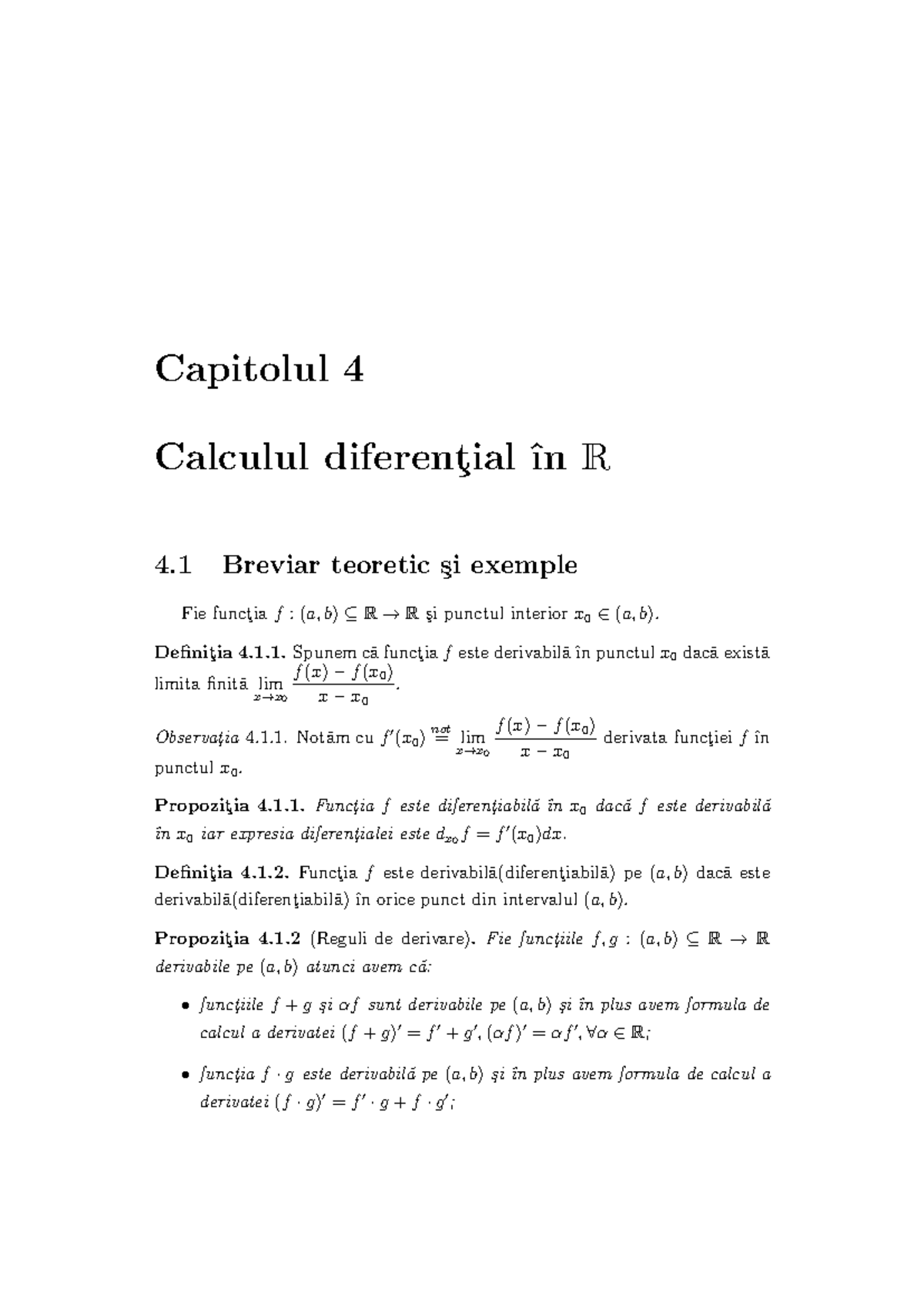 Serii Taylor și Formula lui Taylor - Capitolul 4 Calculul Diferential ...