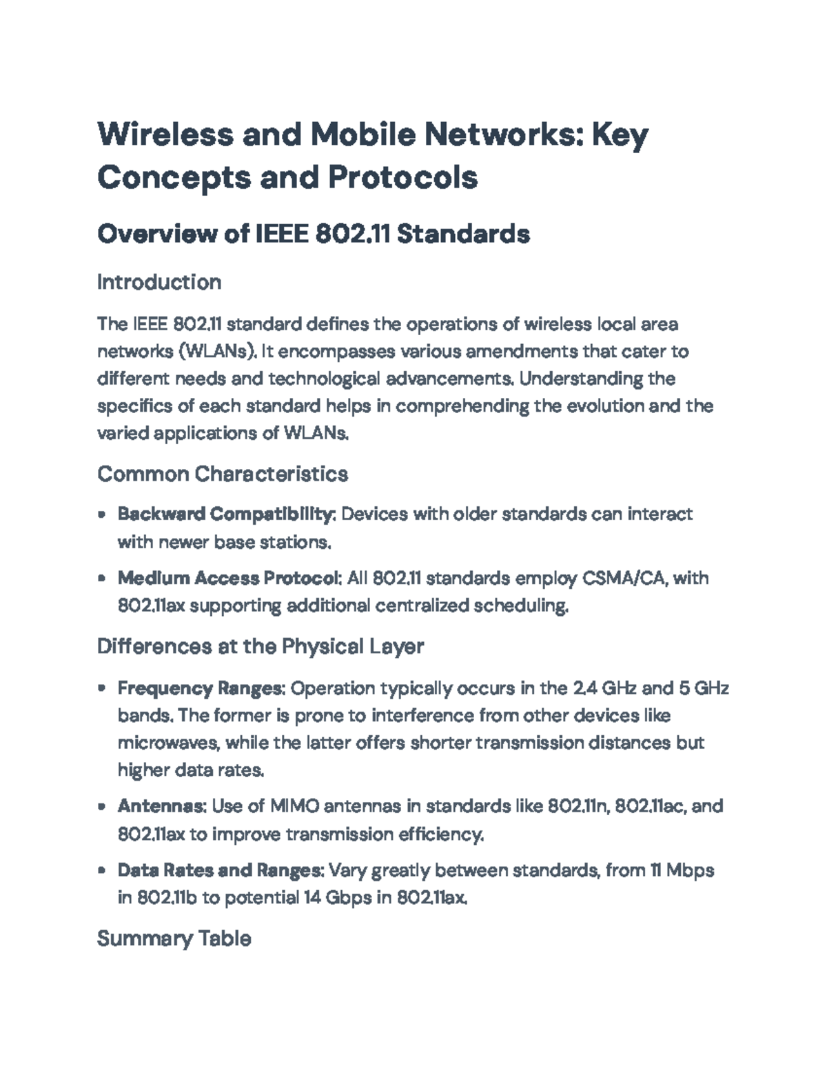 Overview of Wireless Networks, Generalized Forwarding, and Security ...