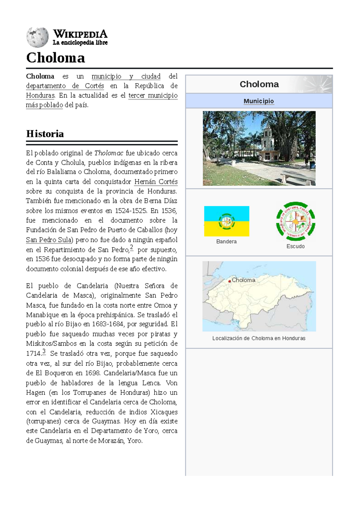 Choloma: Historia y Atractivos del Municipio en Cortés - Studocu