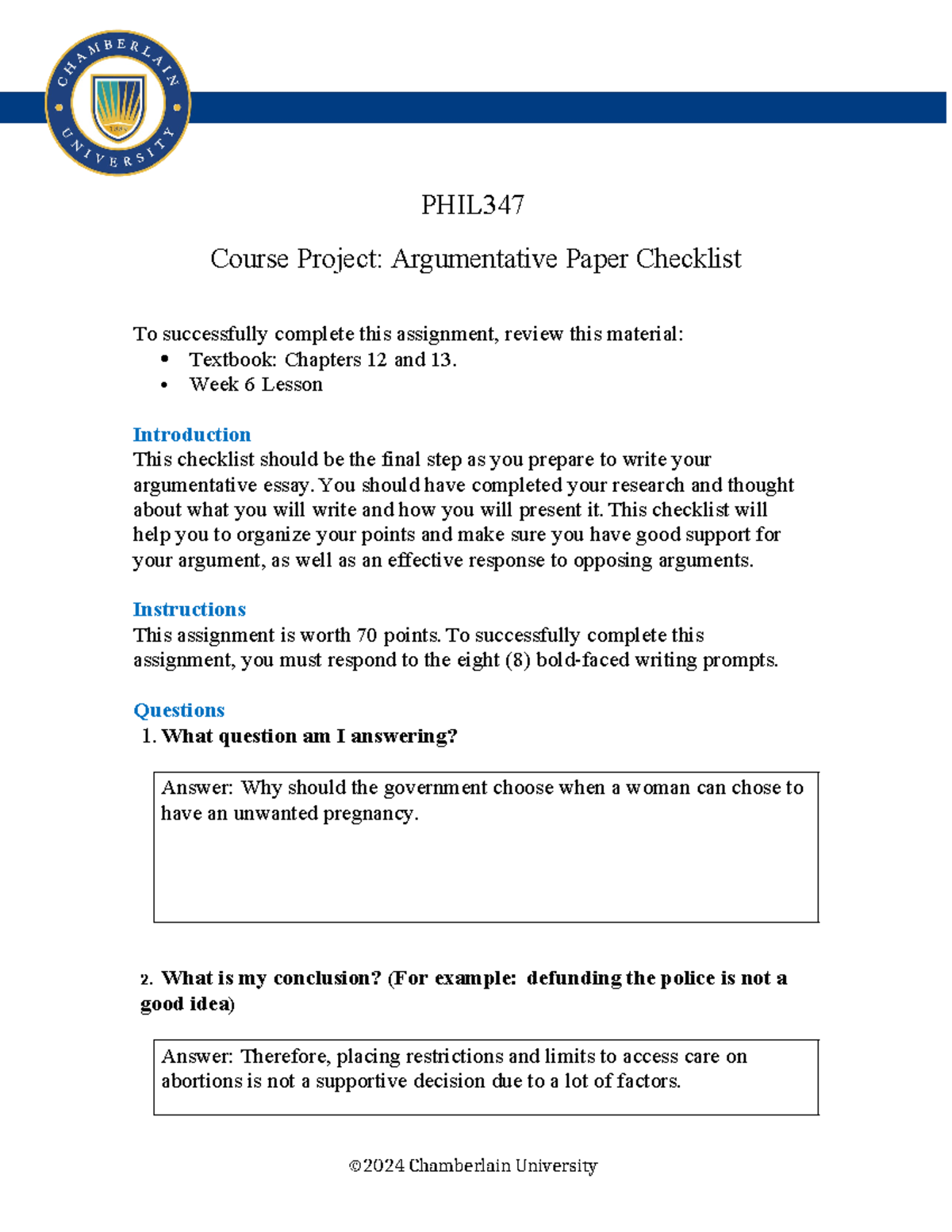 PHIL Argumentative Paper Checklist: Final Project Guide for Success ...