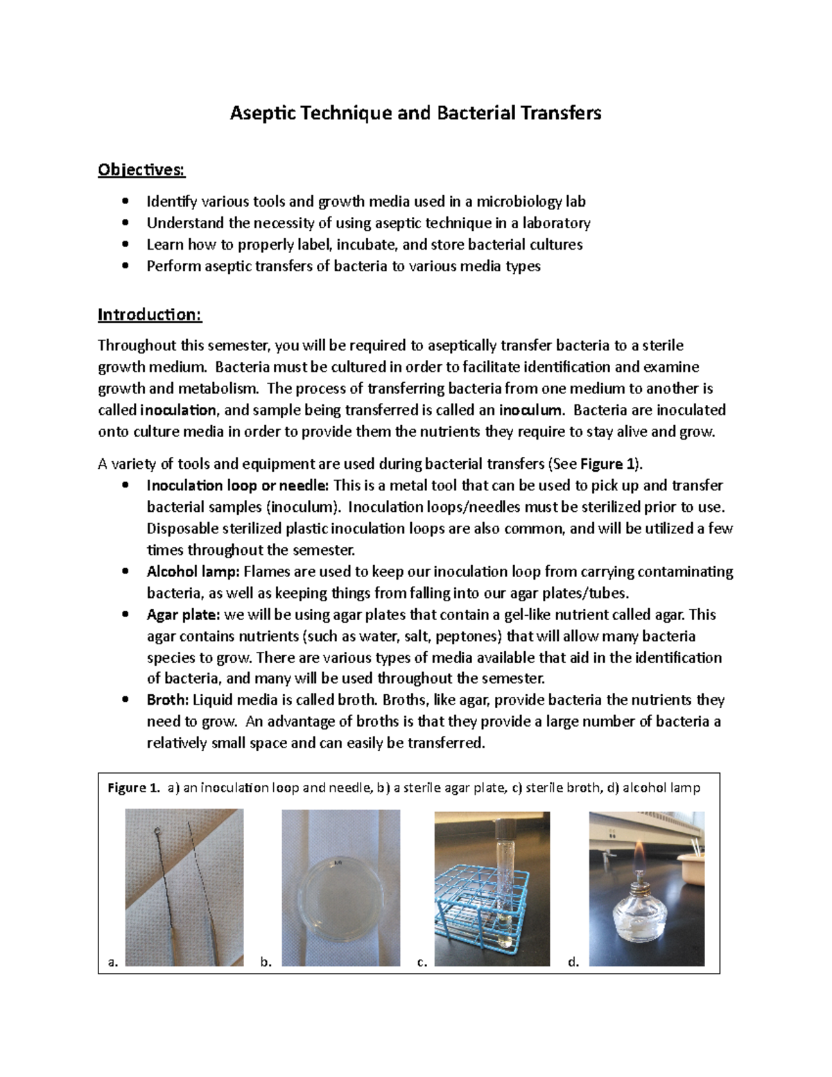 Aseptic Transfers and Bacterial Inoculation Procedure (Bio 101) - Studocu
