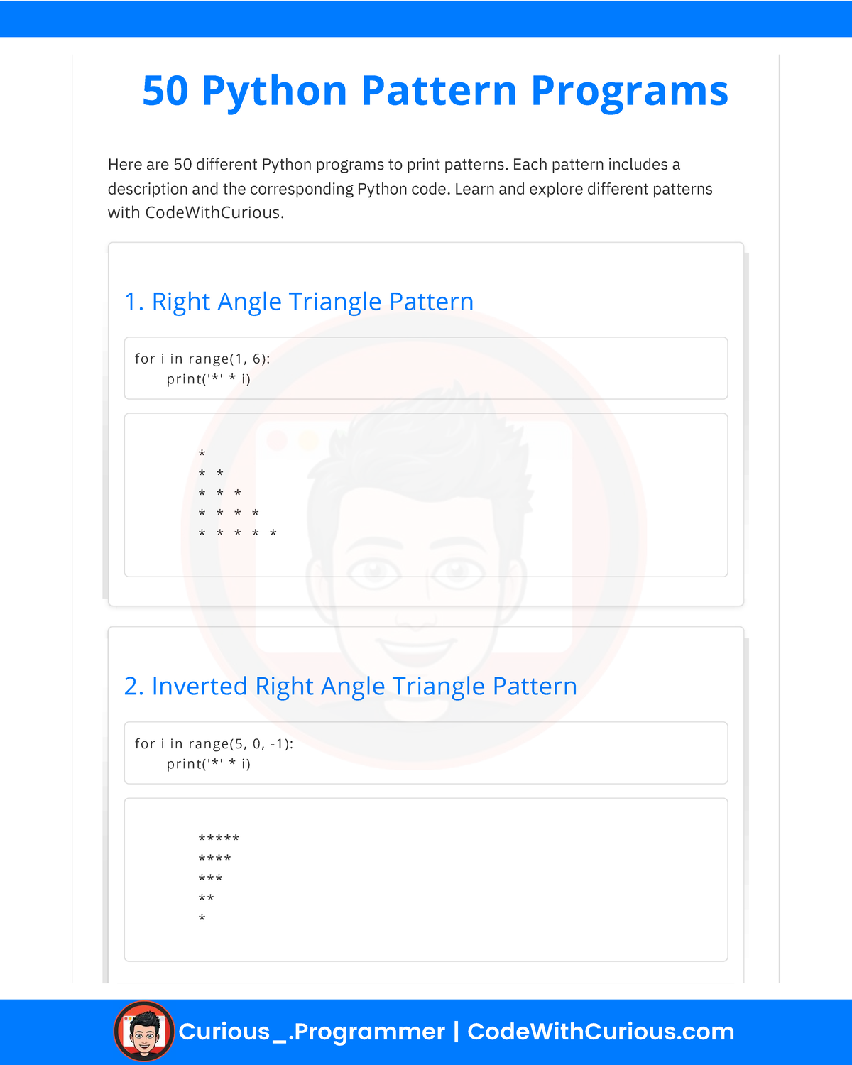50 Python Pattern Programs: Explore 50 Unique Patterns with Code - Studocu