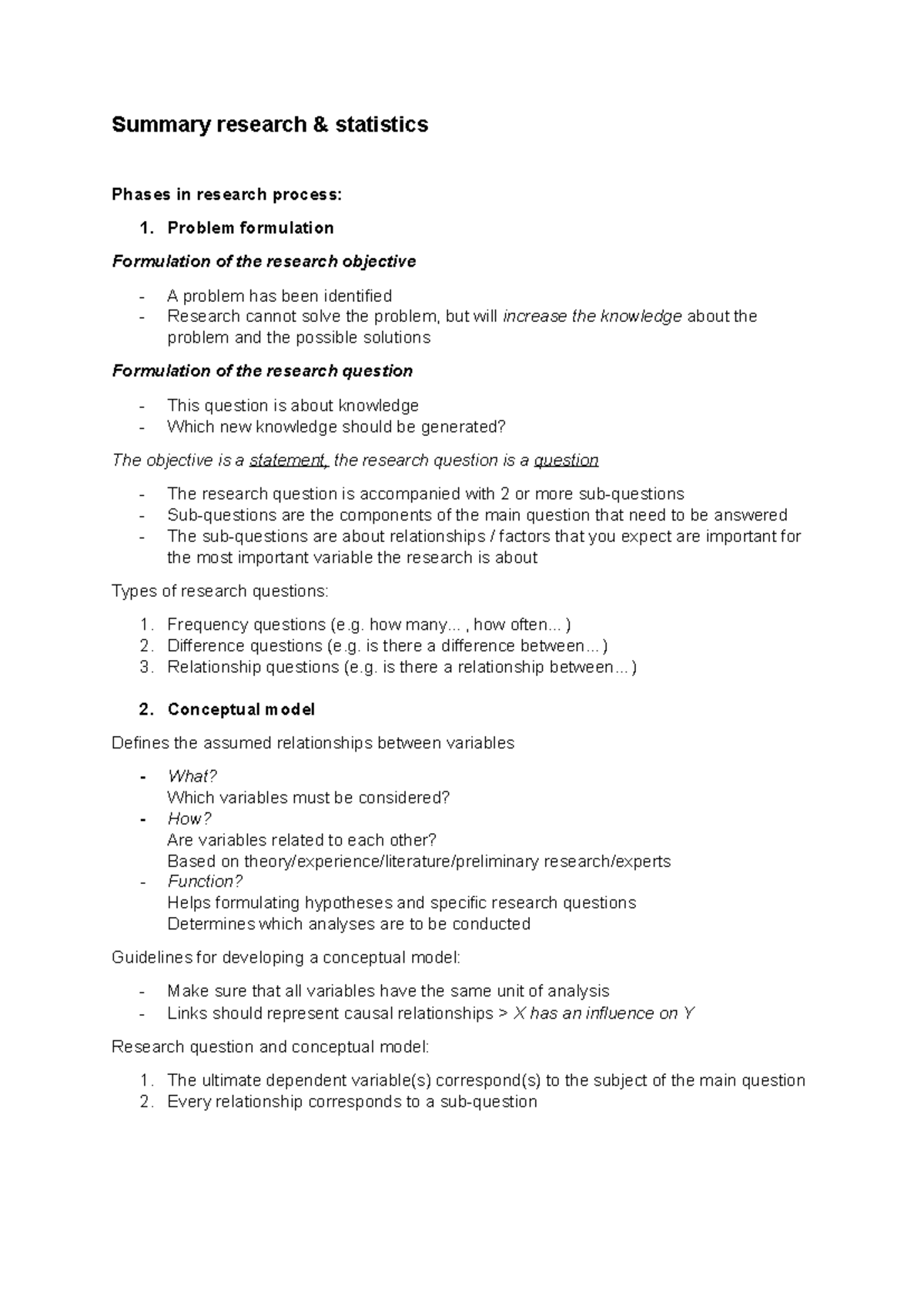 Summary of Research & Statistics: Phases in the Research Process ...