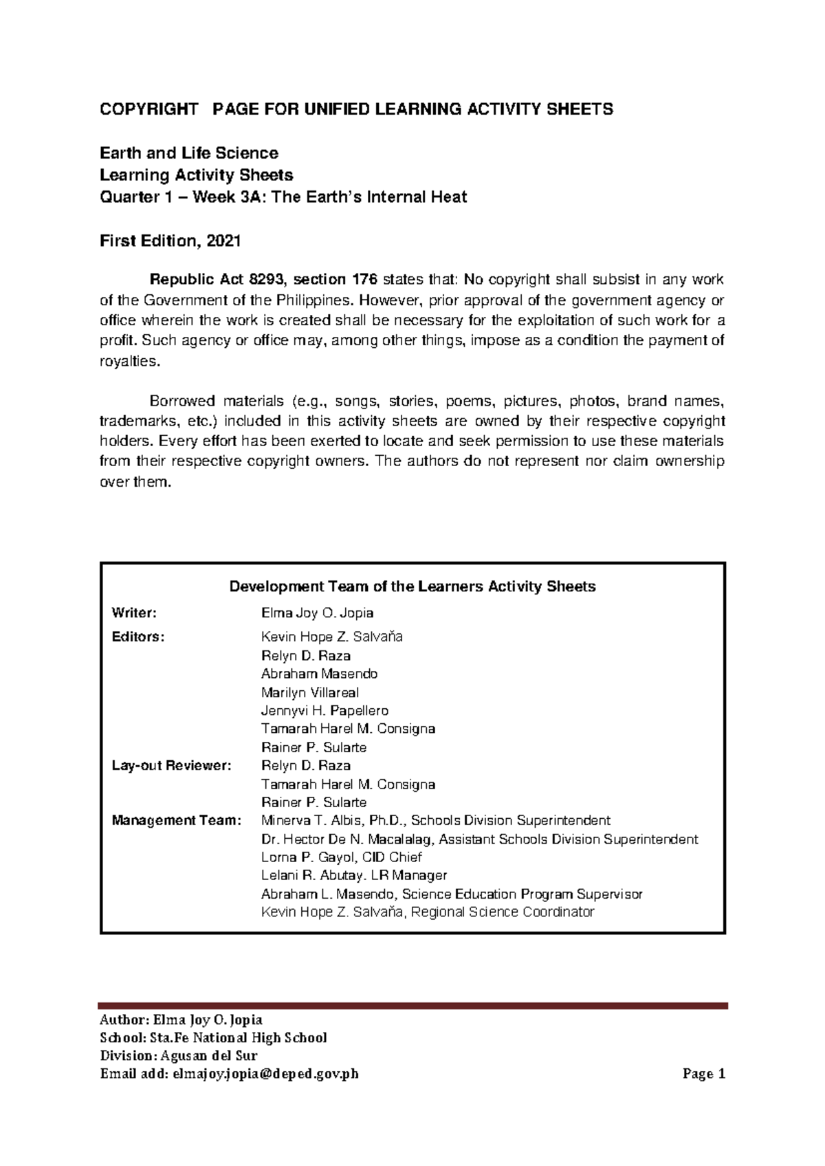 Earth and Life Science Q1 Week 3A: Exploring Earth's Internal Heat ...