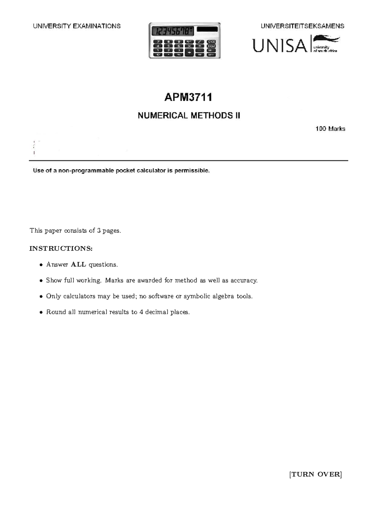 APM3711 January 2026 - Supplementary Exam Questions - Studocu