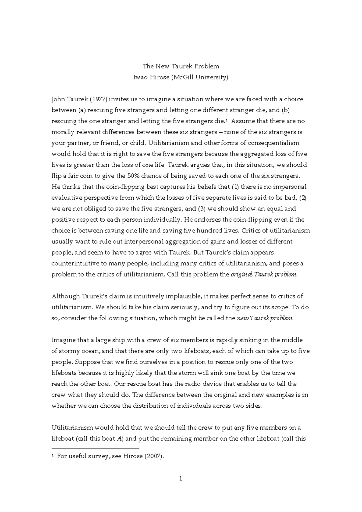 New Taurek Problem: A Philosophical Exploration of Ethical Dilemmas ...