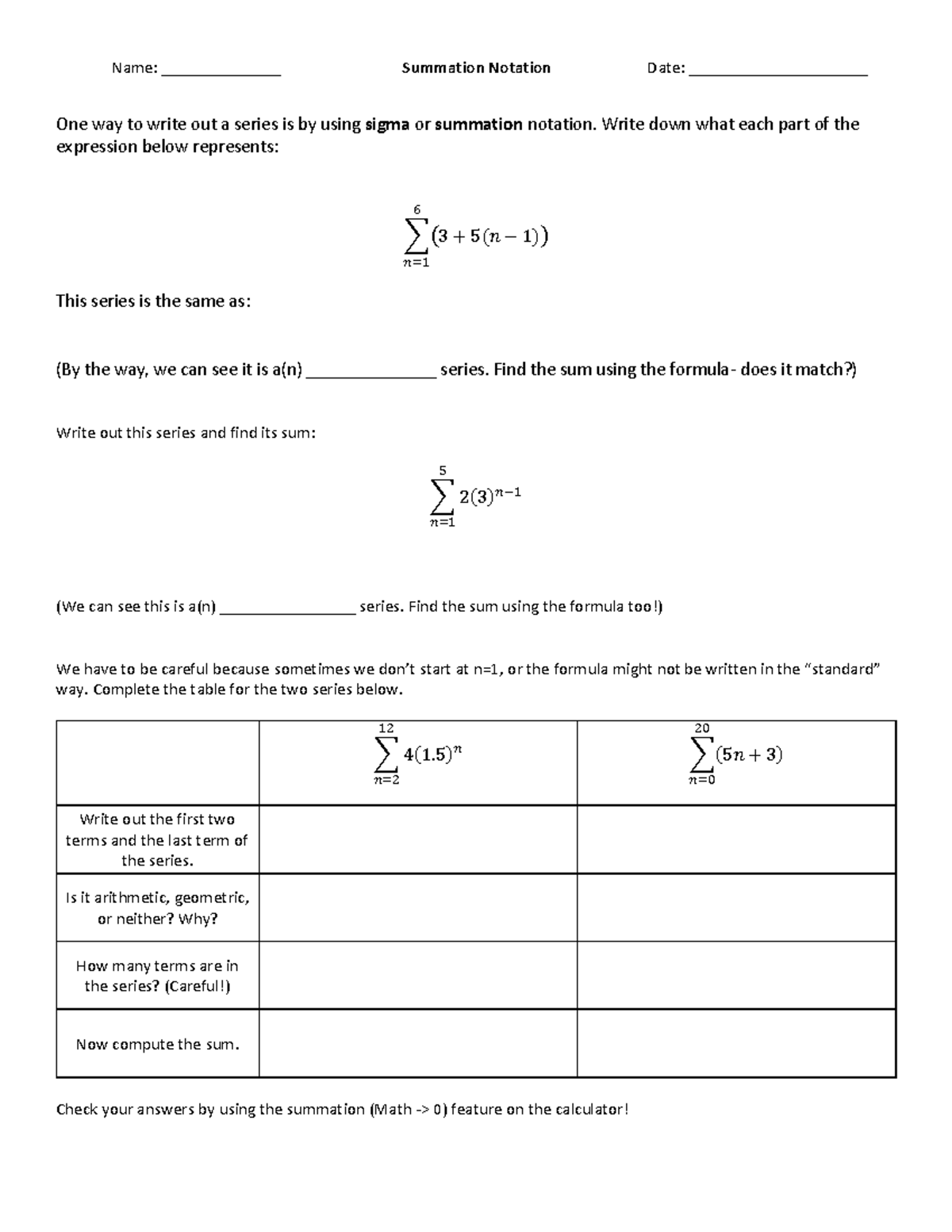 Math 0: Understanding and Calculating Summation Notation - Studocu