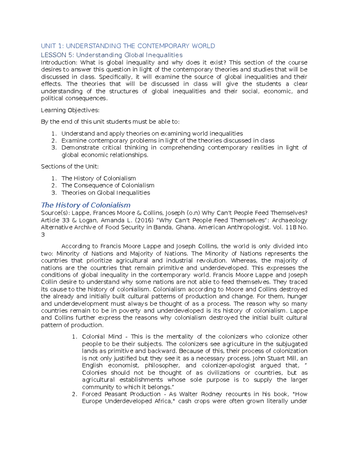 UNIT 1: UNDERSTANDING THE CONTEMPORARY WORLD - LESSON 5: Global ...