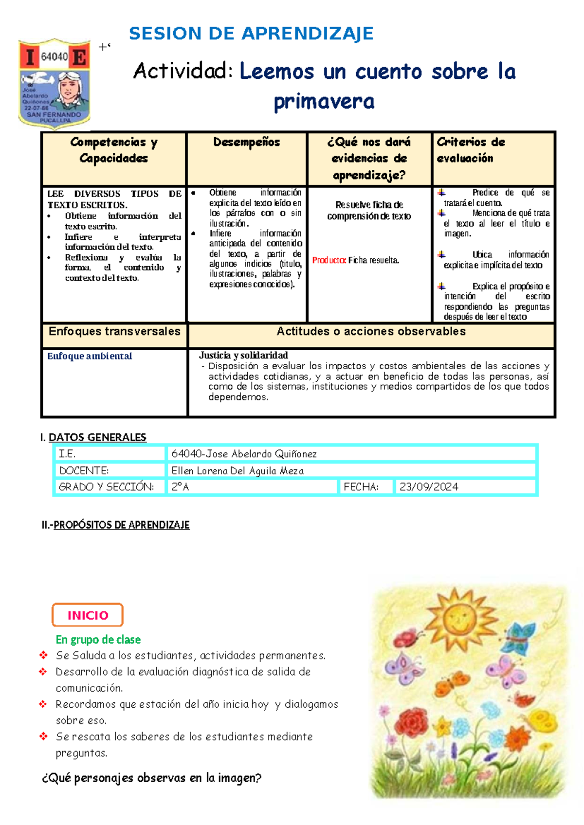 Leemos un Cuento sobre la Primavera - Actividad de Comprensión 64040 ...