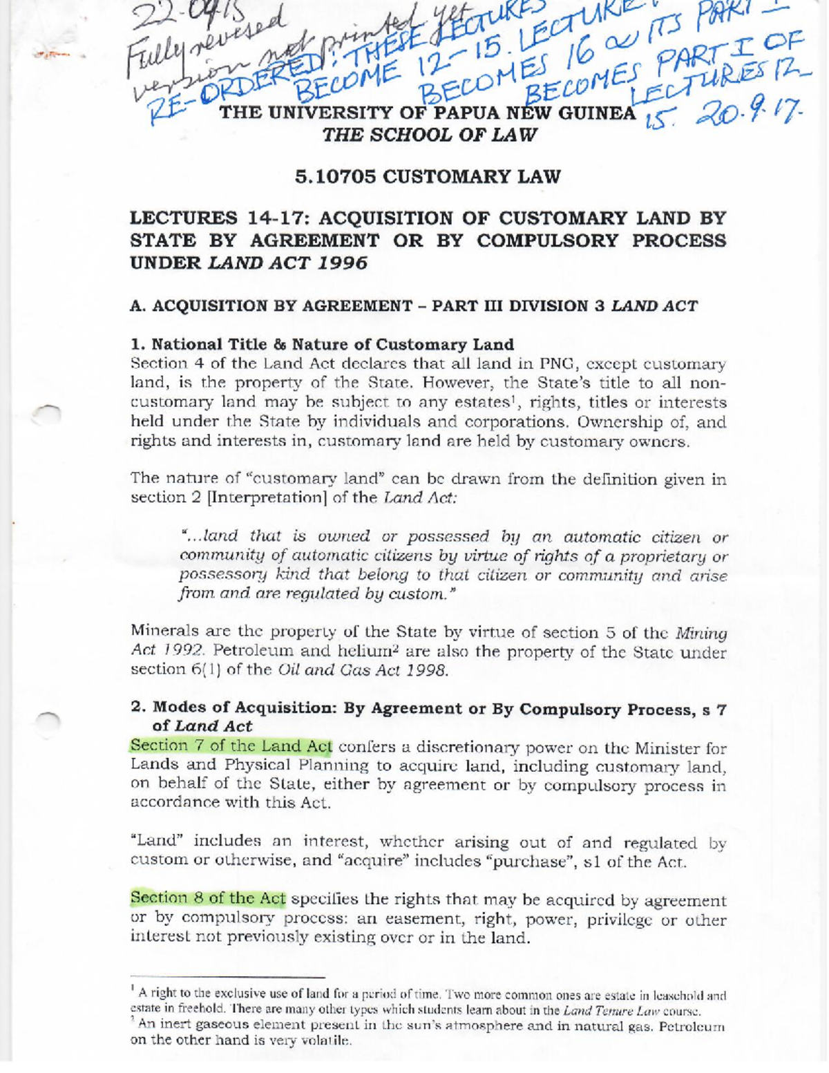 Land Act: Acquisition by Agreement or Compulsory Process Overview - Studocu