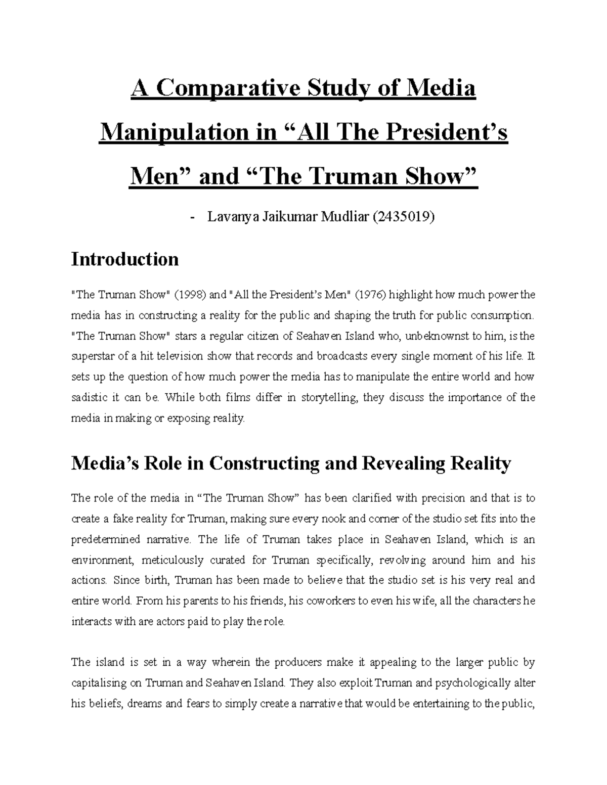 A Comparative Study of Media Manipulation in "All The President's Men ...