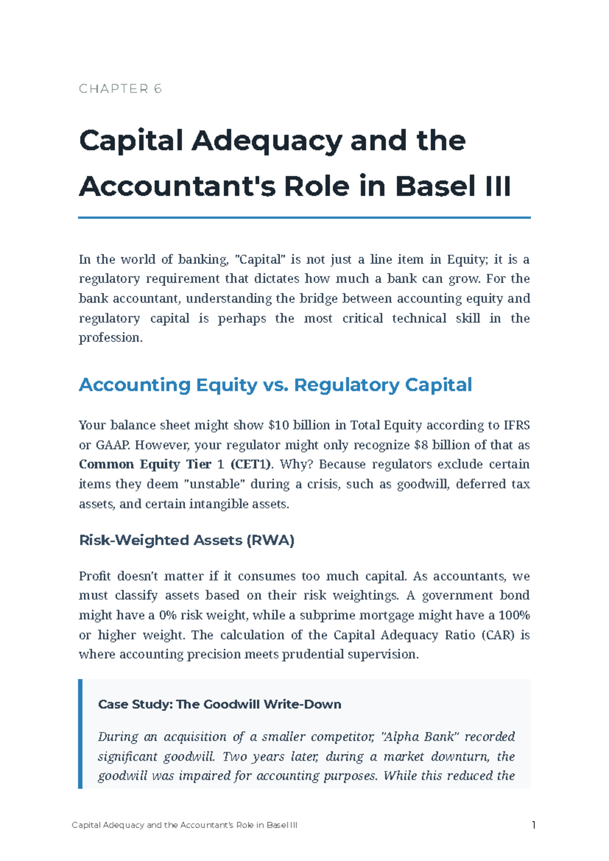 Chapter 6: Capital Adequacy & Basel's Role in Banking - Studocu