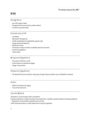 General Biology 1 Notes - General Bio 1 Notes Chapter 1: Science of ...