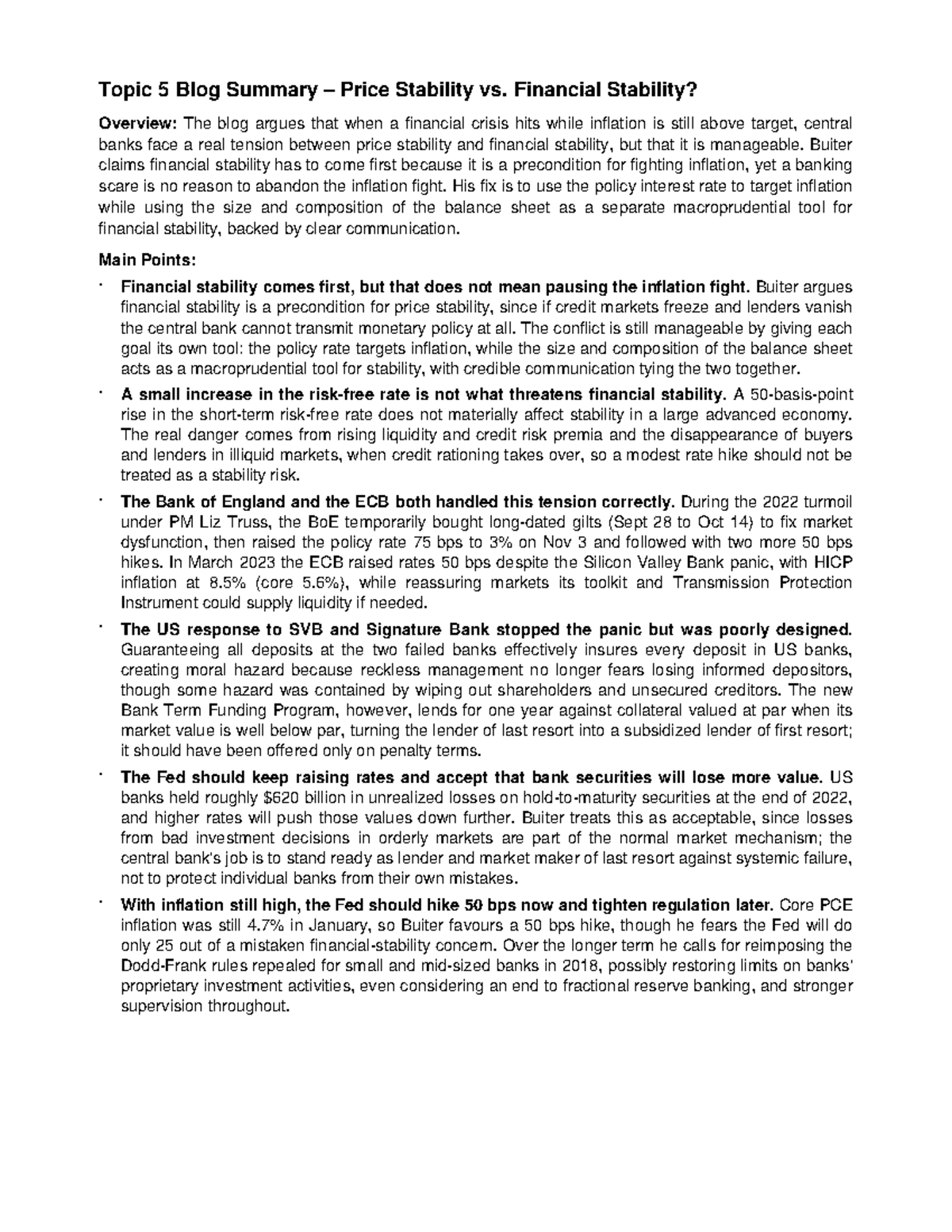 Topic 5 Blog Summary: Price Stability vs. Financial Stability Analysis ...