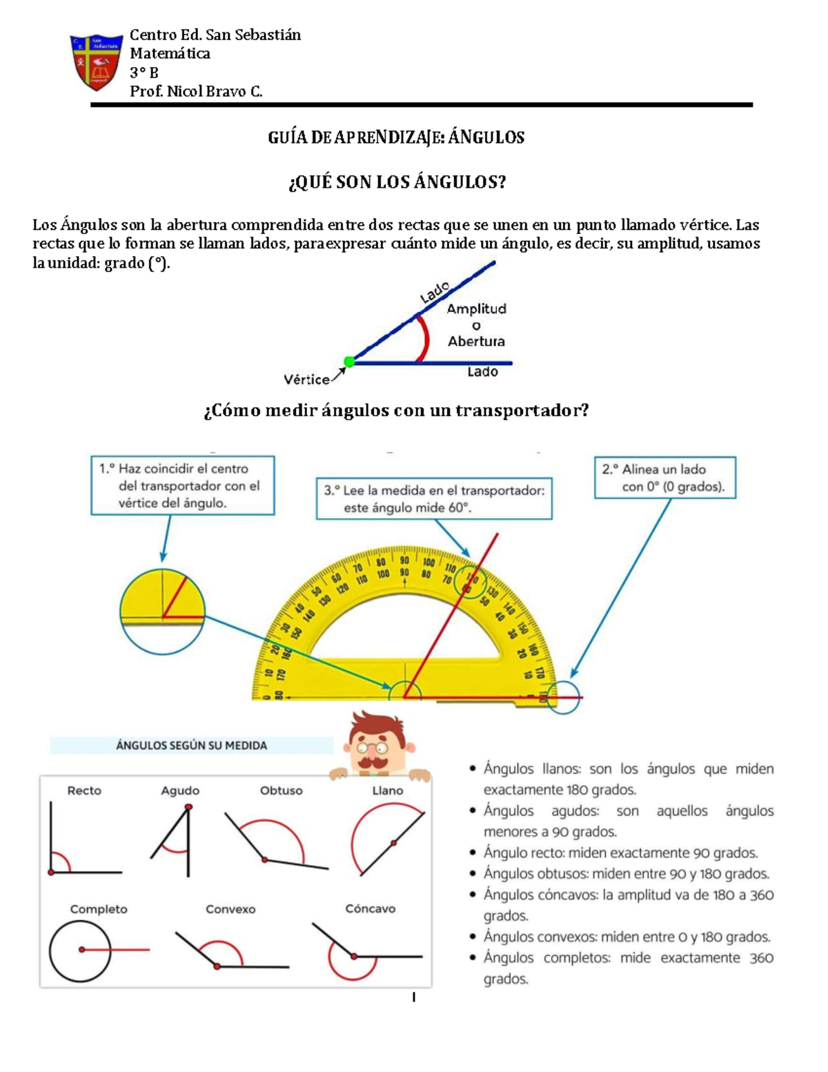 GUÍA DE APRENDIZAJE: ÁNGULOS 3°B - CICLO VERANO - Studocu