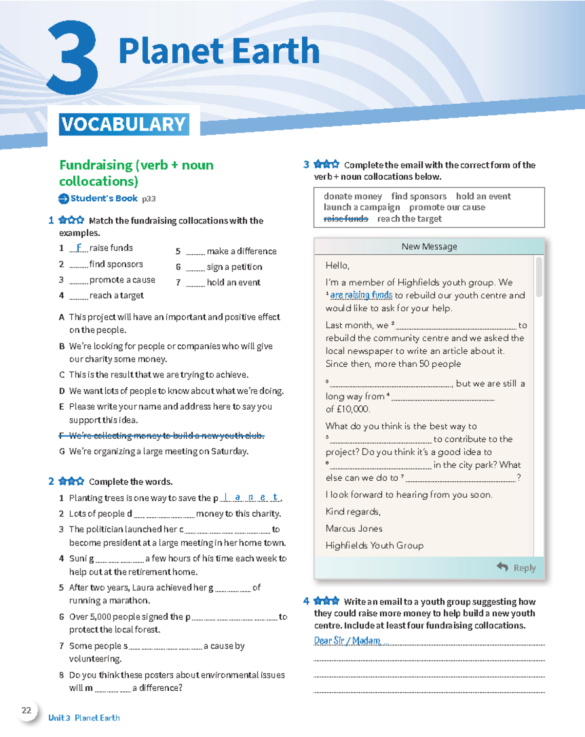 Fundraising Vocabulary and Activities - Planet Earth Unit 3 - Studocu