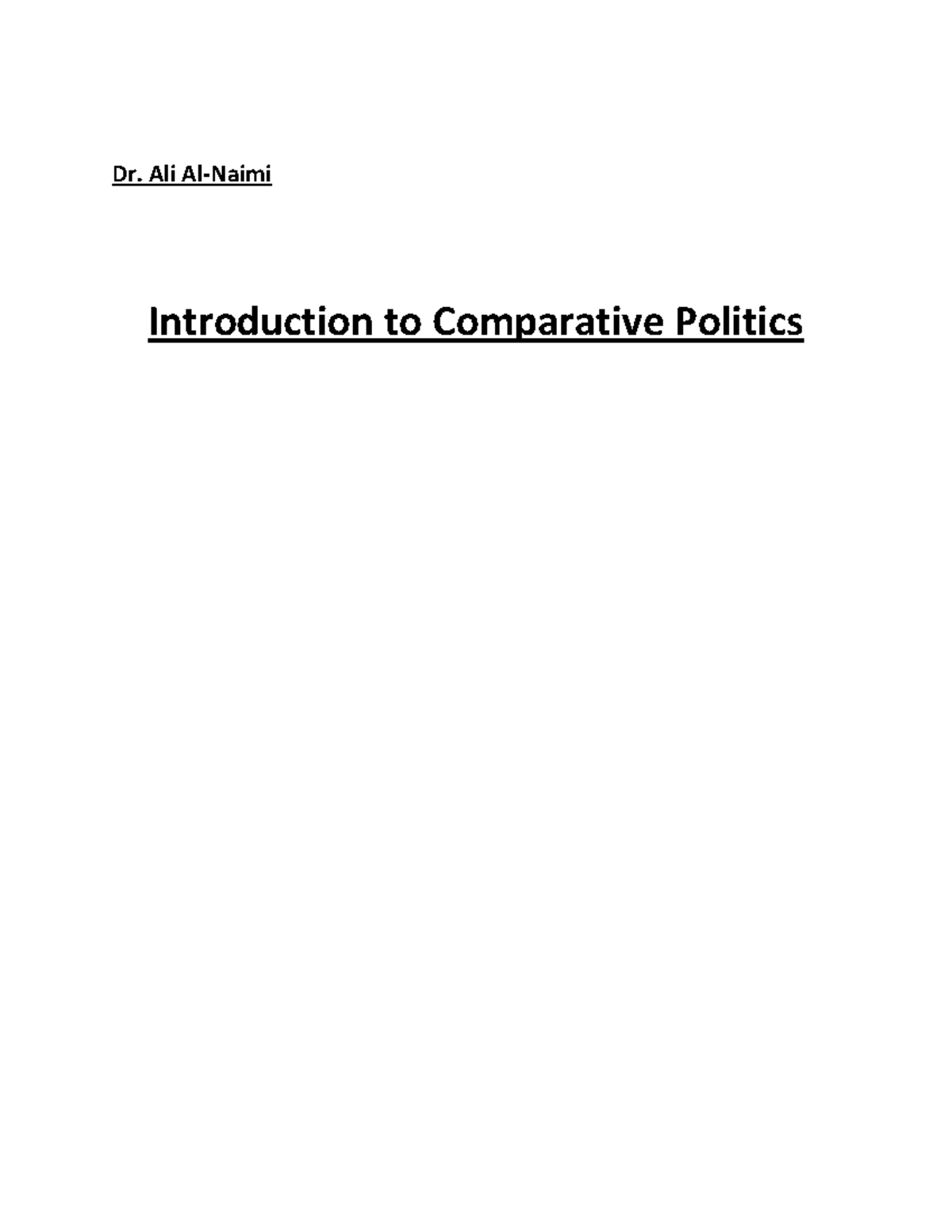 Introduction to Comparative Politics: Analyzing Political Systems and ...