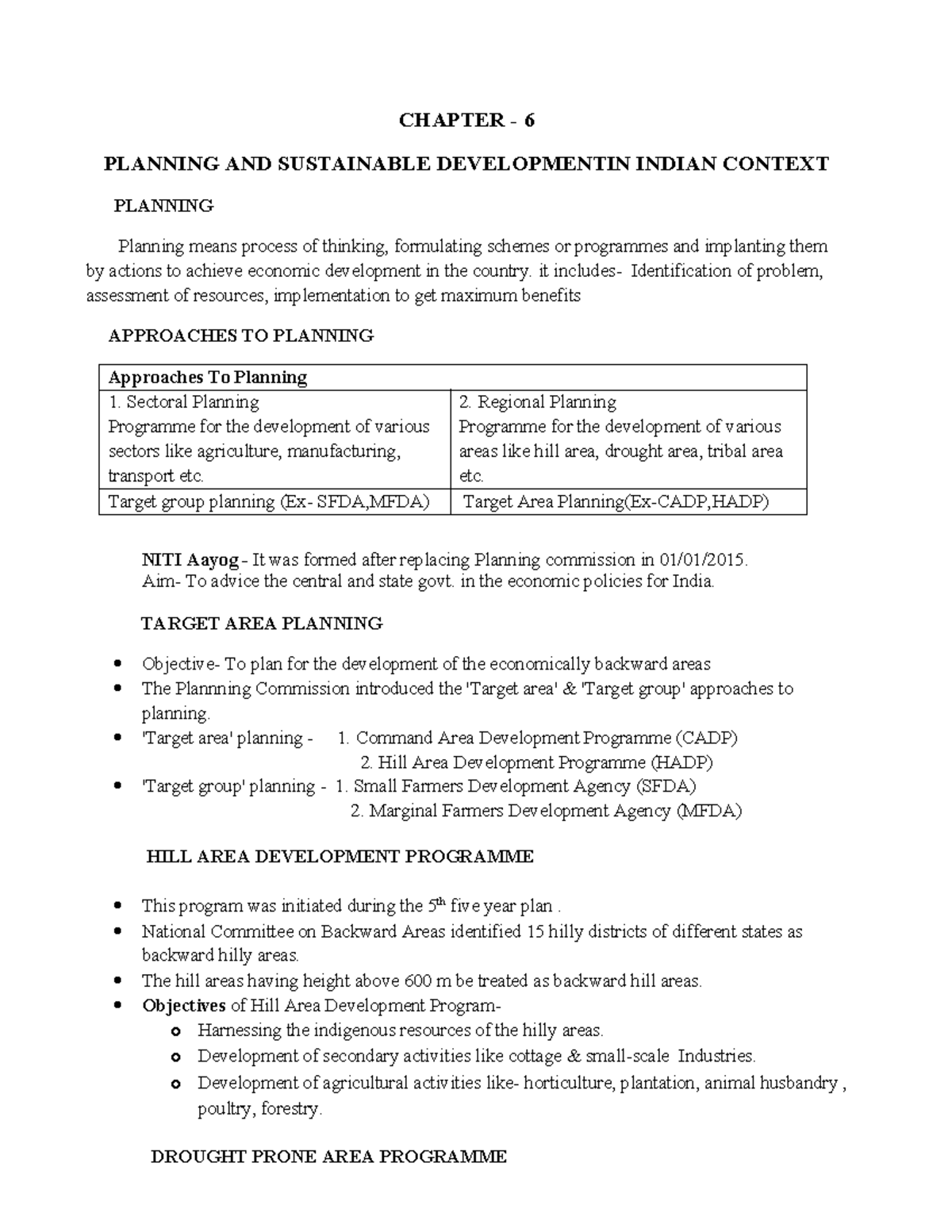 CHAPTER 6: PLANNING AND SUSTAINABLE DEVELOPMENT IN INDIA - Studocu