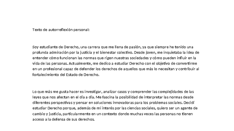Informe de autorreflexión personal en Derecho: Aspectos a mejorar - Studocu