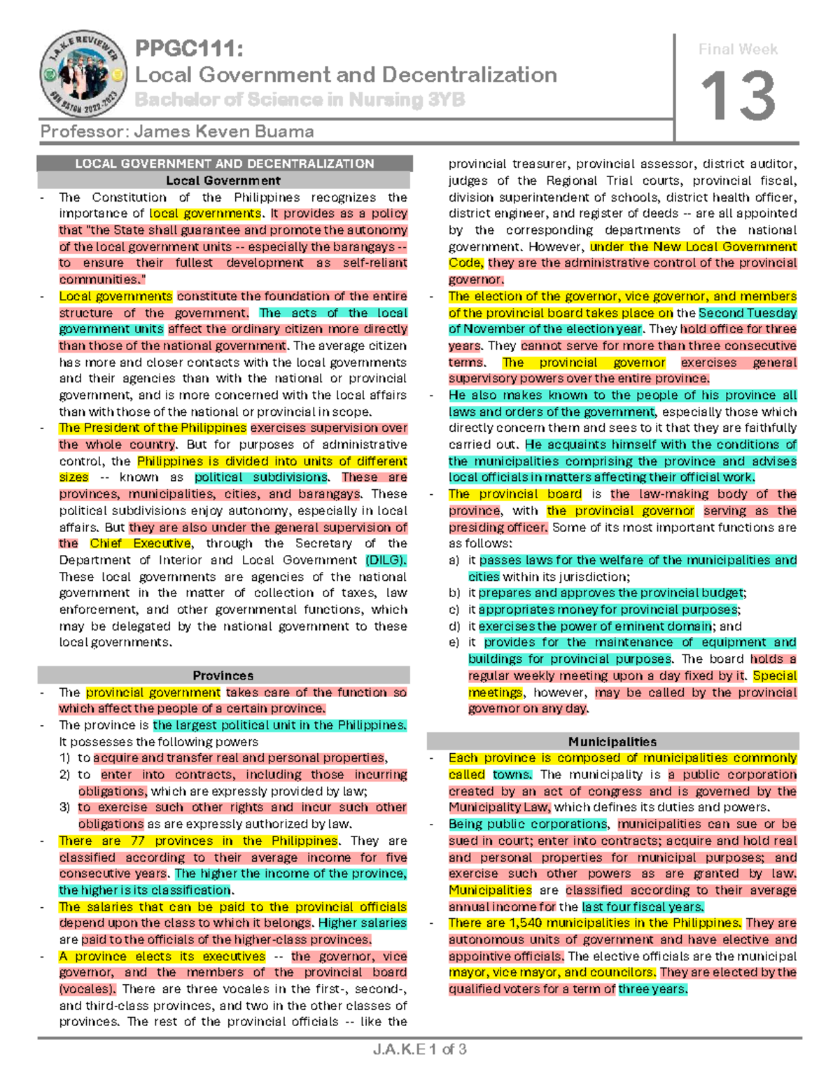 WK13 - Local Government & Decentralization Overview for Nursing 3YB ...