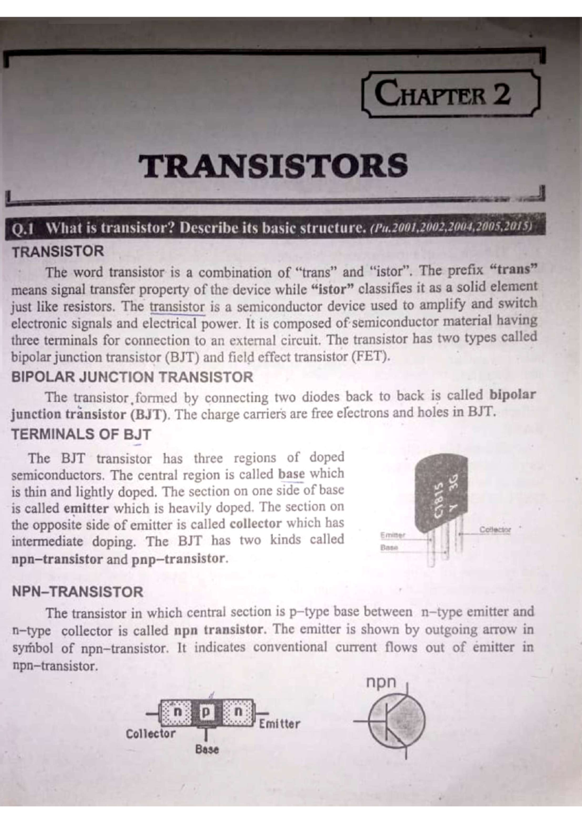 Transistors - Lecture Notes (Pu.2001,2002,2004,2005,2015) - Studocu