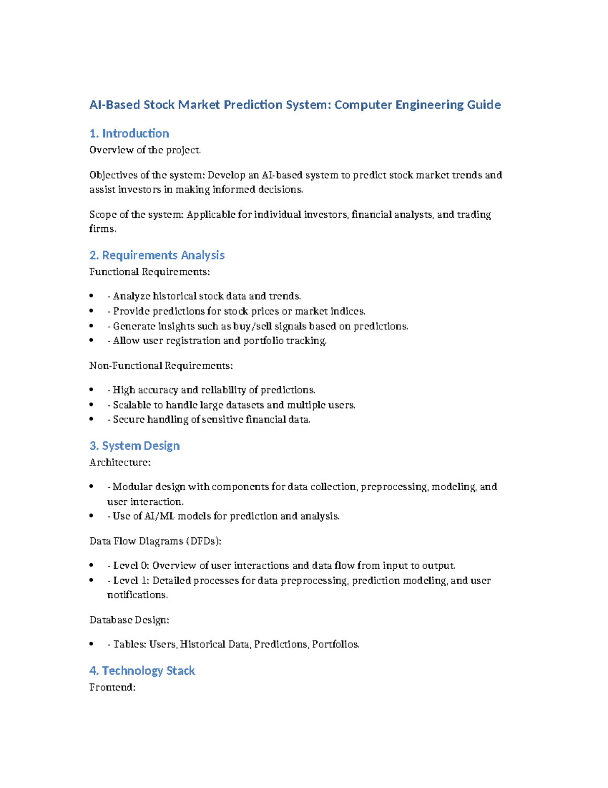 AI-Based Stock Market Prediction System: CE Guide - Studocu