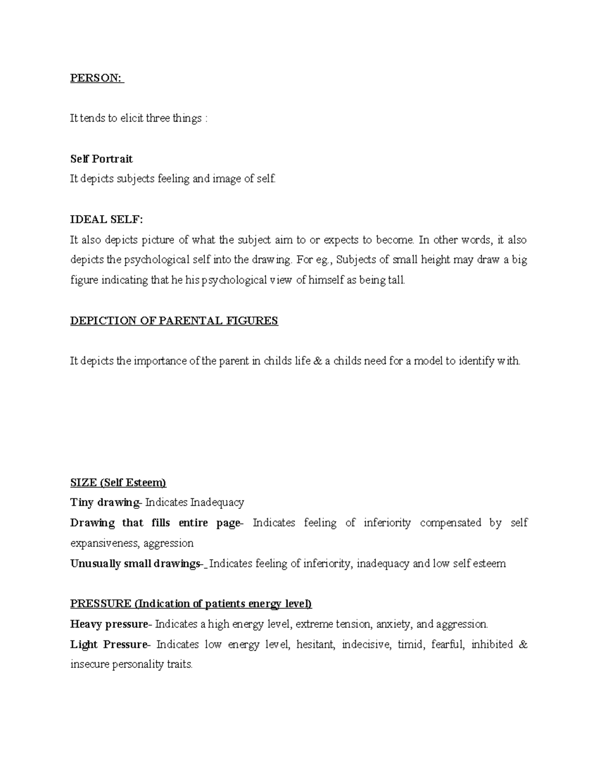 DAPT - Interpretation of Draw A Person Test Results - Studocu