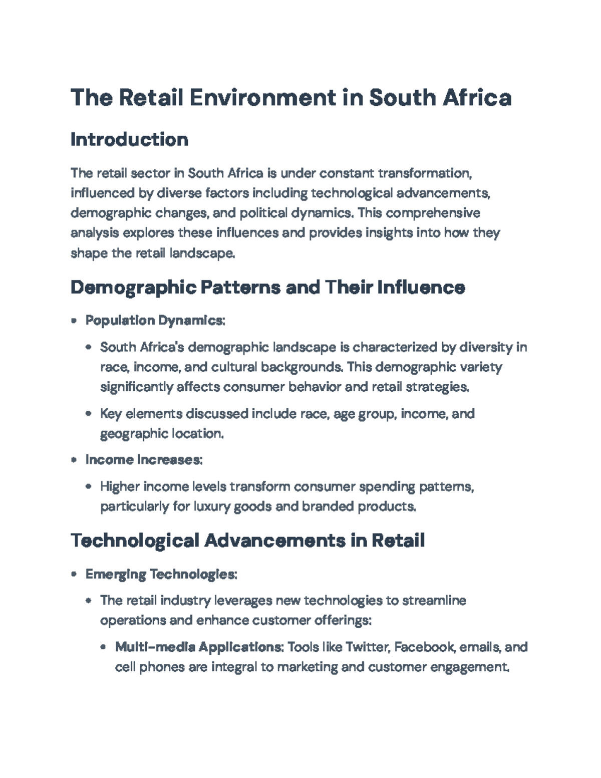Retail Environment Analysis in South Africa: Trends & Insights - Studocu