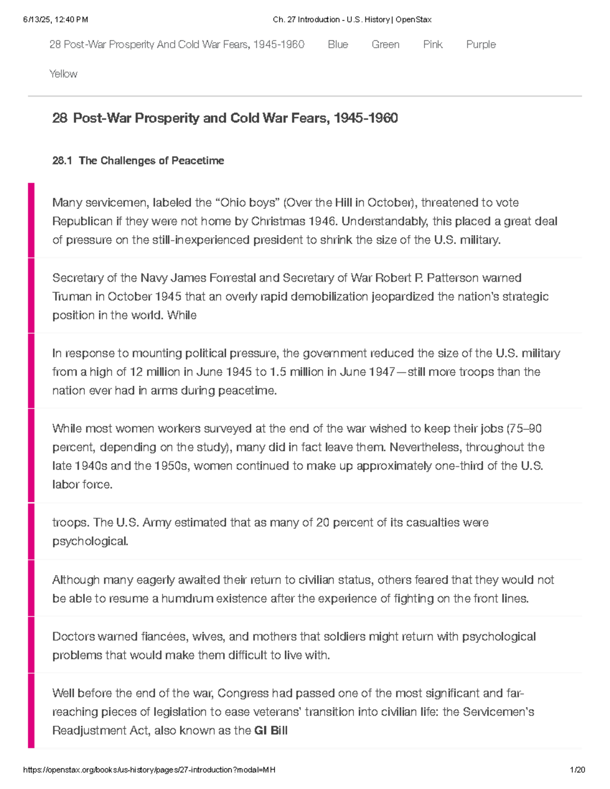 Post-War Prosperity and Cold War Tensions: U.S. History Overview (HIST ...