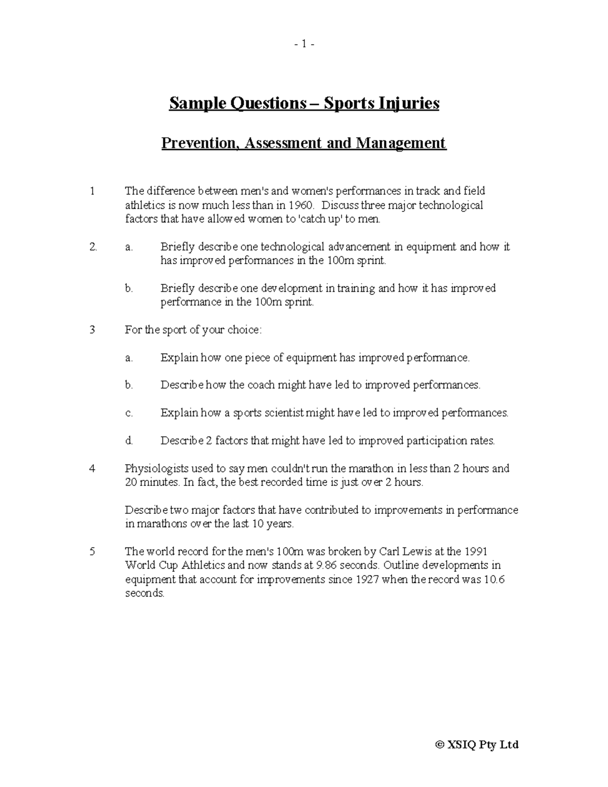 Sports Injuries: Prevention, Assessment & Management (1005) - Studocu