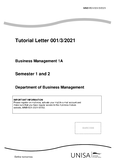 MNB1501 - Unisa - Business Management IA - Studocu