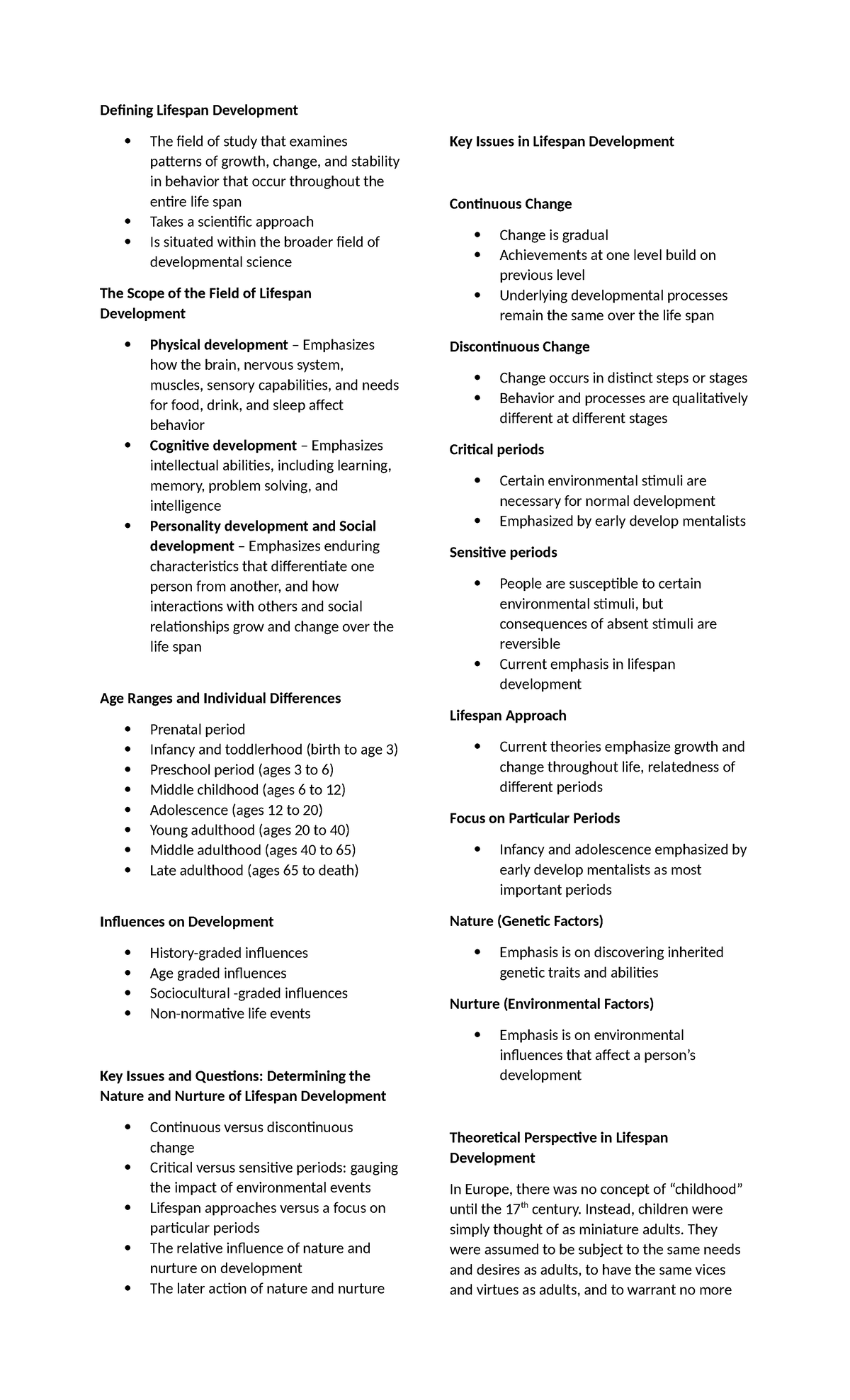 PED203 Lifespan Development: Key Theories and Influences Review - Studocu