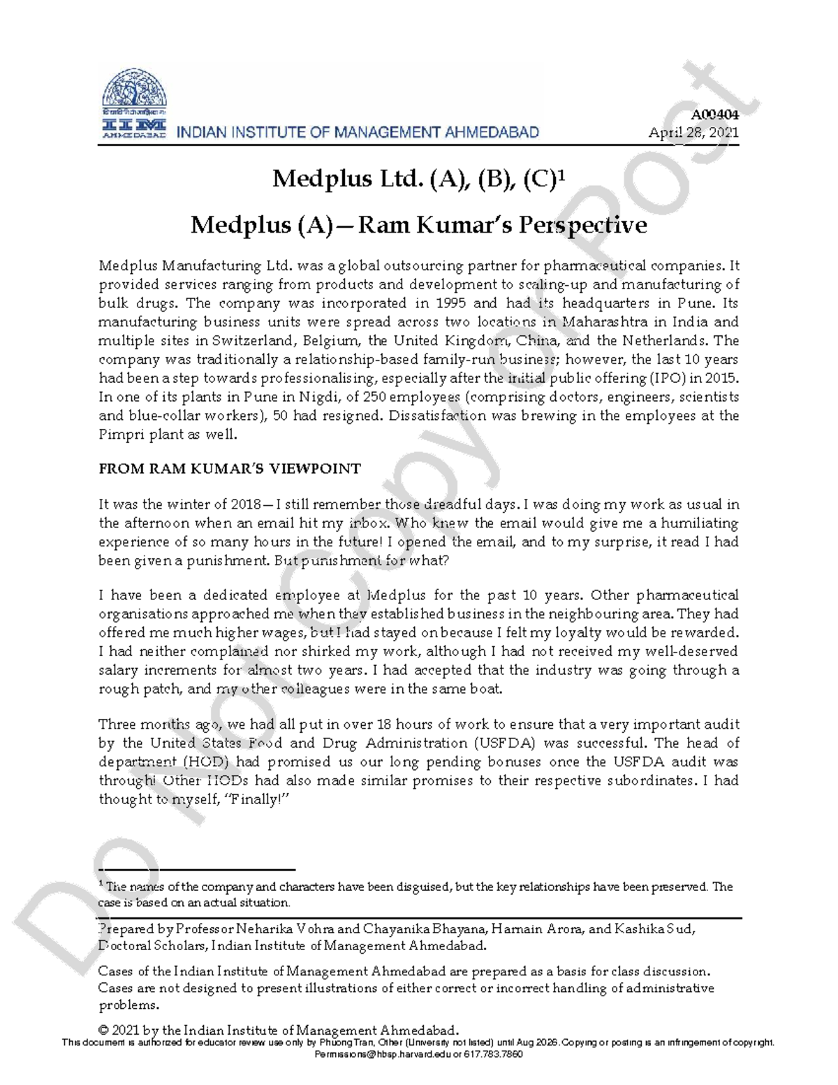Medplus Ltd. Case Study: Employee Dissatisfaction and Management ...