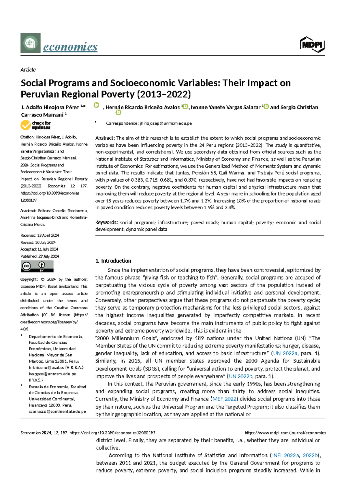 Social Programs and Socioeconomic - Article Social Programs and ...