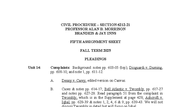 CIVIL PROCEDURE 2025: Fifth Assignment on Pleadings and Counterclaims ...
