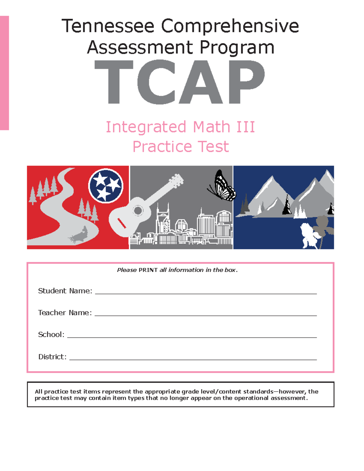 TCAP Practice Test for Integrated Math III - Student Edition - Studocu