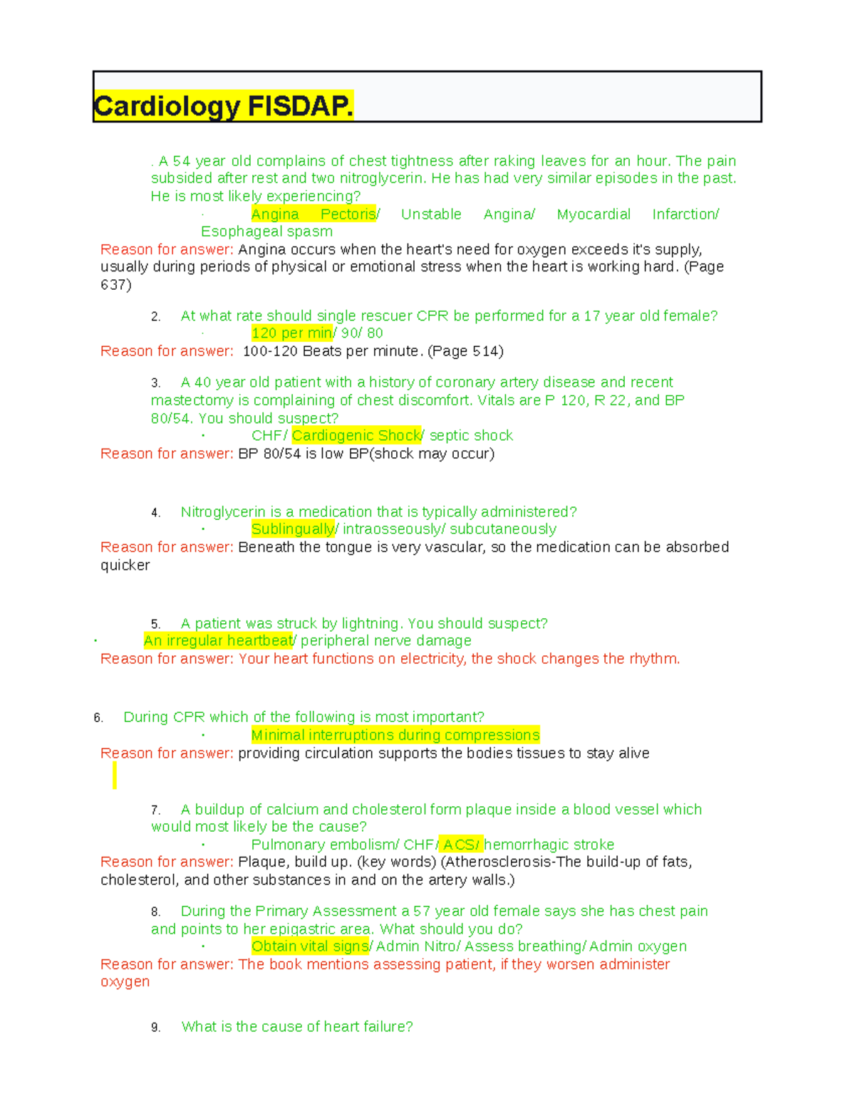 Cardiology FISDAP Study Guide: Key Concepts & Exam Prep - Studocu