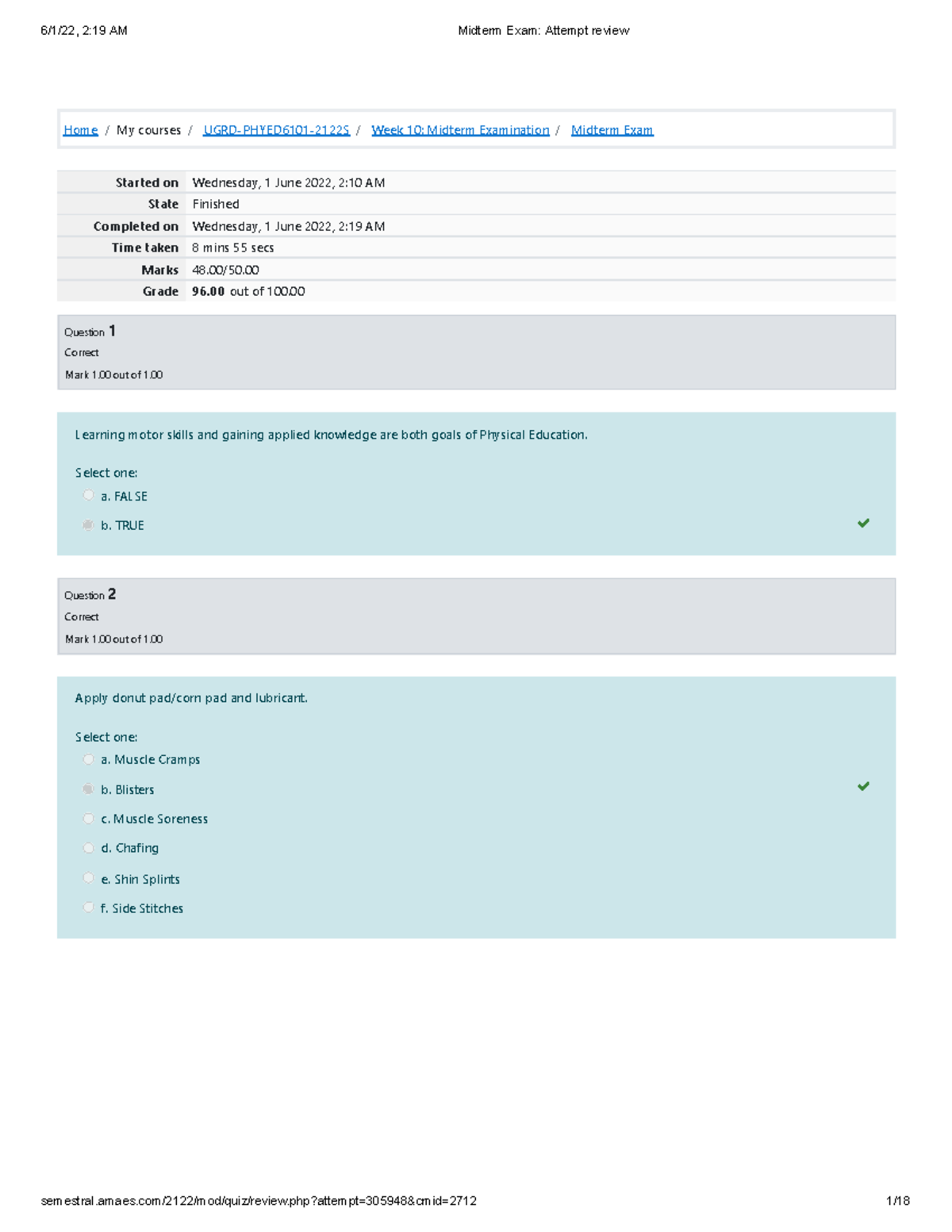 Midterm Exam Review for UGRD-PHYED6101-2122S: Attempt Analysis - Studocu