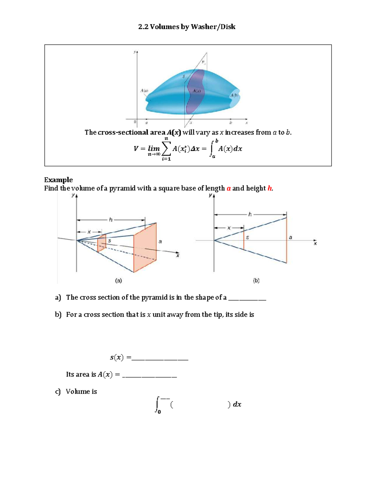 Volumes of Solids of Revolution: Washer and Disk Method - Calculus - 2 ...