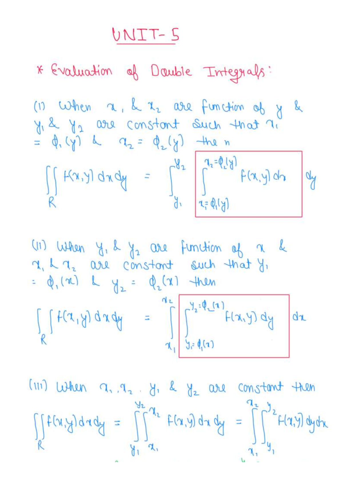 Evaluation of Double Integrals: Unit 5 Solutions and Examples - Studocu