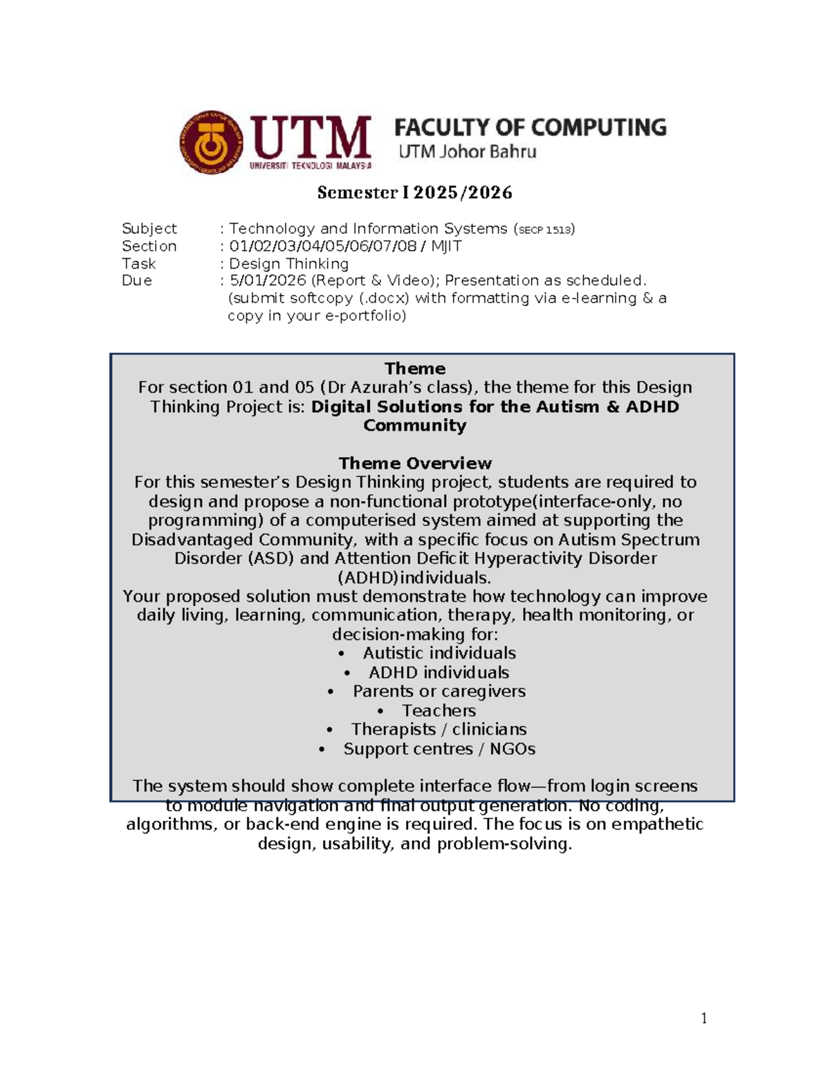 Design Thinking Project Report & Presentation (SECP 1513) - Studocu