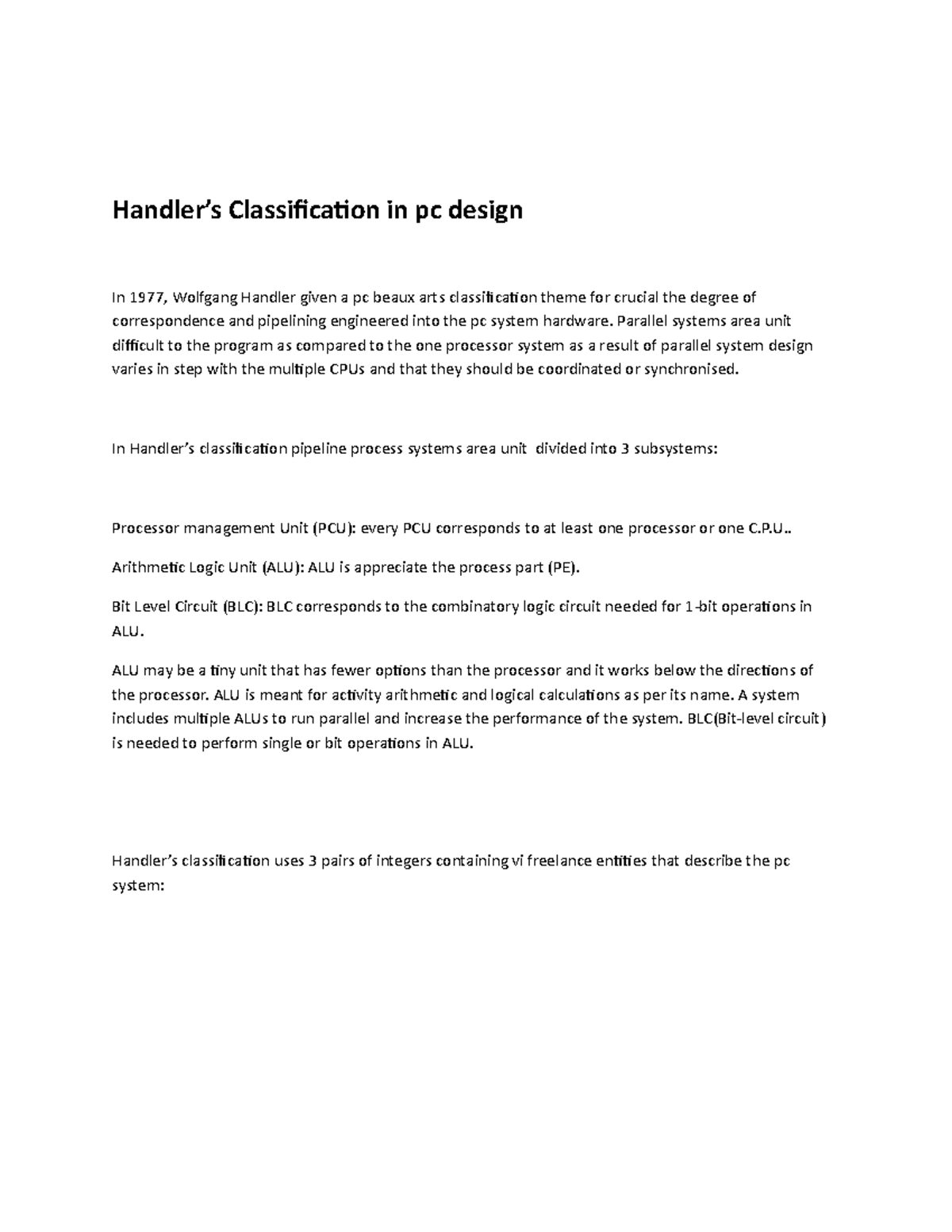 Handler’s Classification in PC Design: A Detailed Overview - Studocu