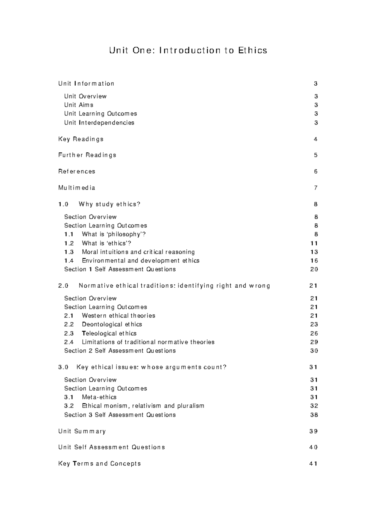 **Introduction to Ethics: Unit Overview and Key Concepts (ETH101 ...