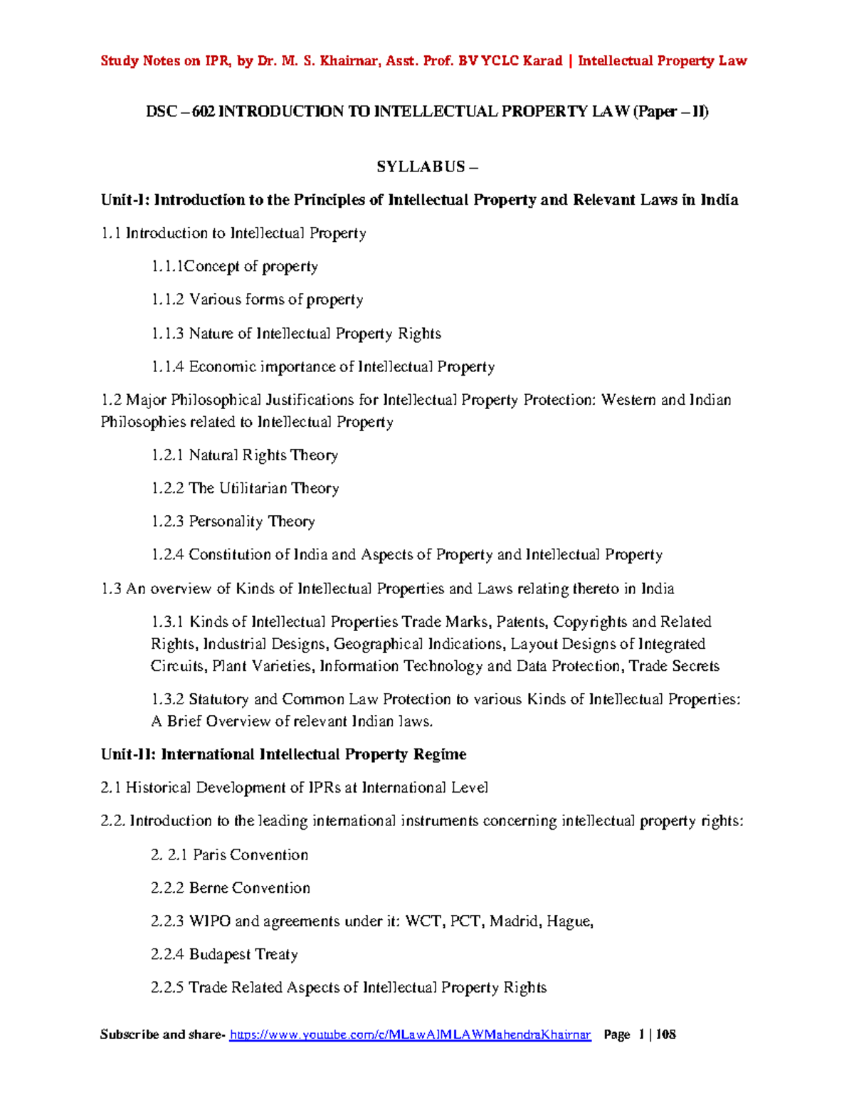 DSC-602 Final Exam Notes: Overview of Intellectual Property Law ...