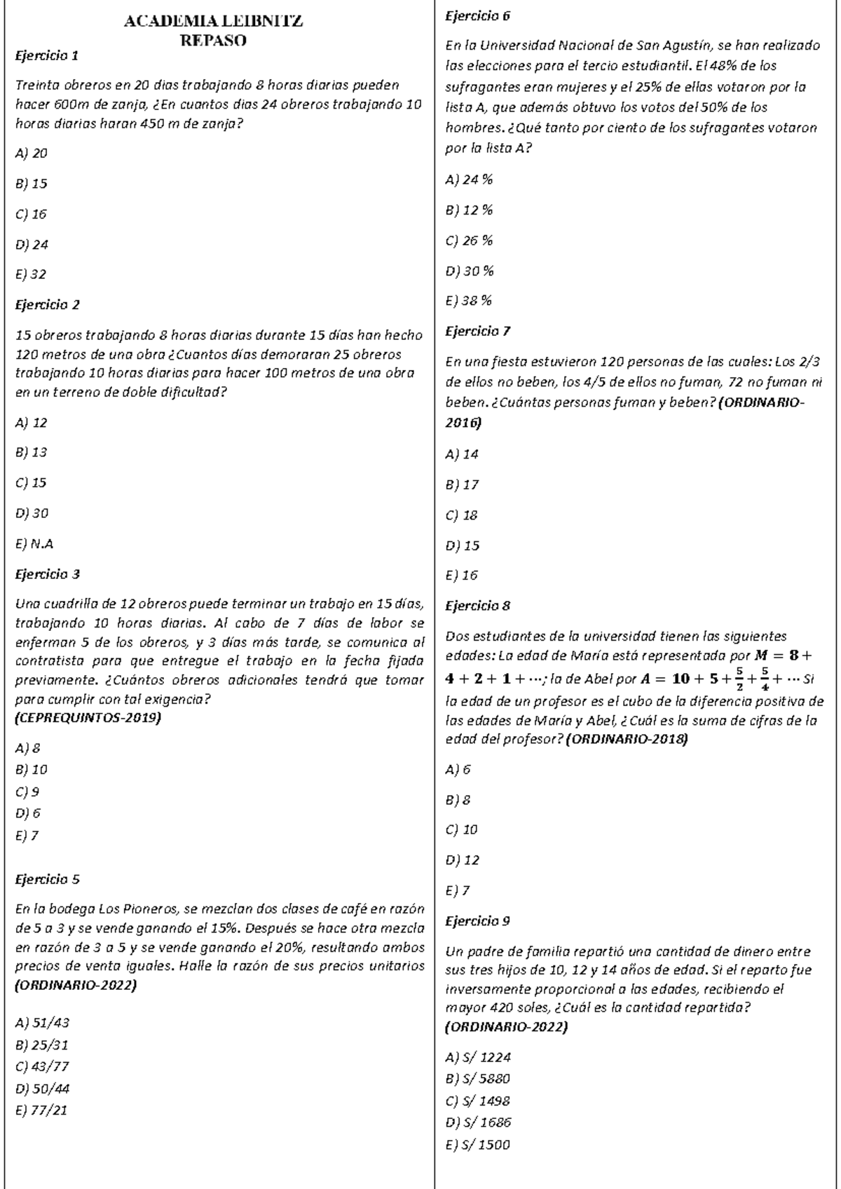 Repaso Ejercicios ACADEMIA LEIBNITZ - Vfhfdghjj - Studocu