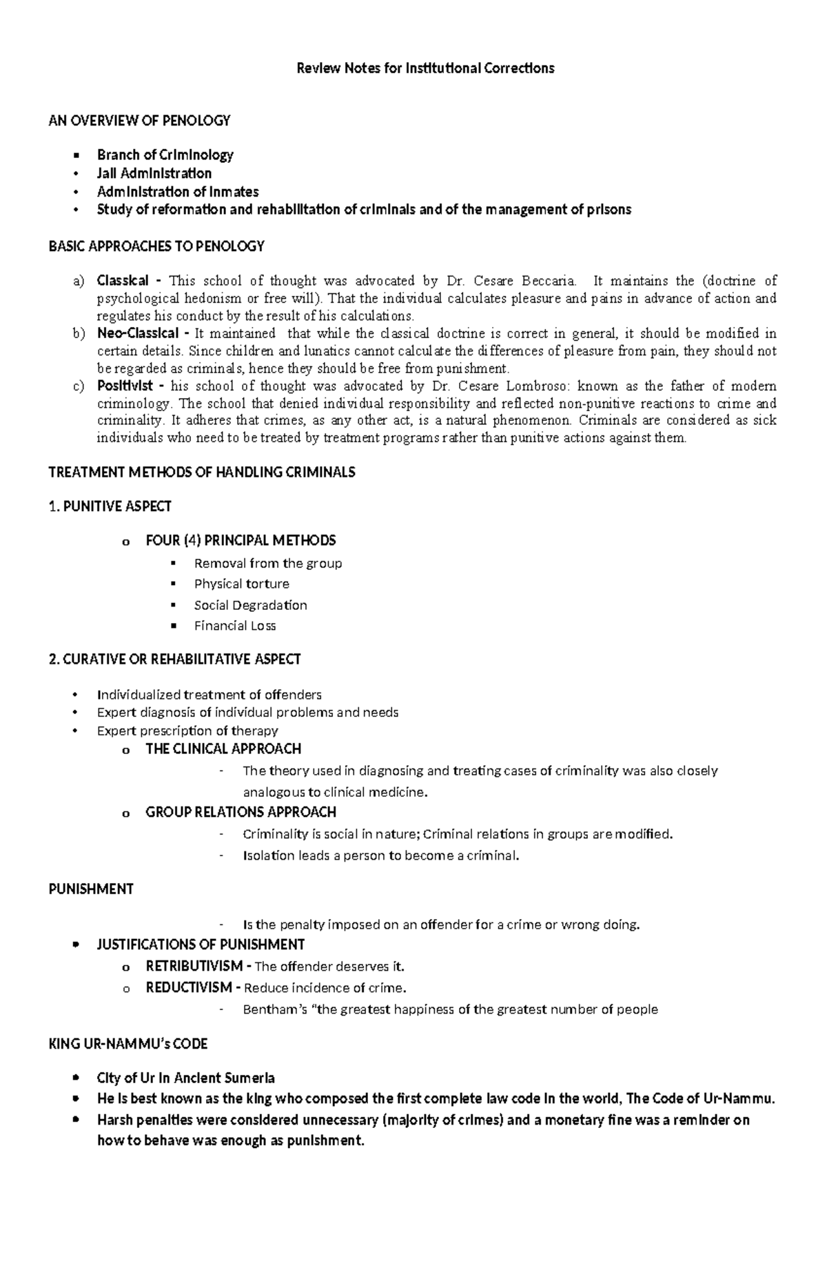 Review Notes on Institutional Corrections: An Overview of Penology ...